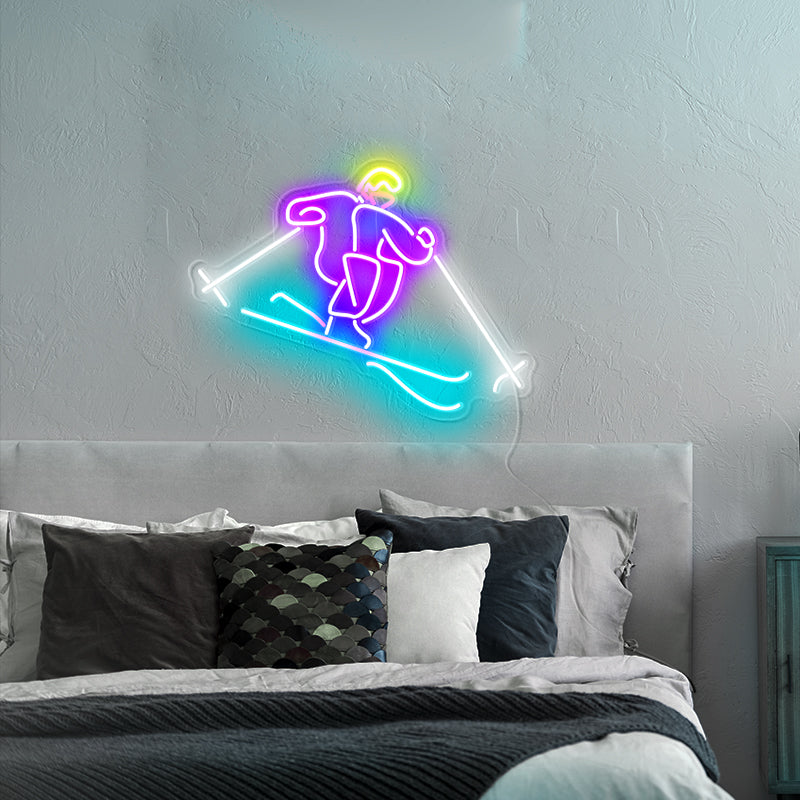 Downhill Skier Neon Sign|Snow Skiing Led Neon Light|Cool led neon