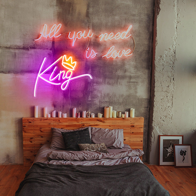 Yellow King Crown Neon Art | Small Cute Neon Led Light Up Signs