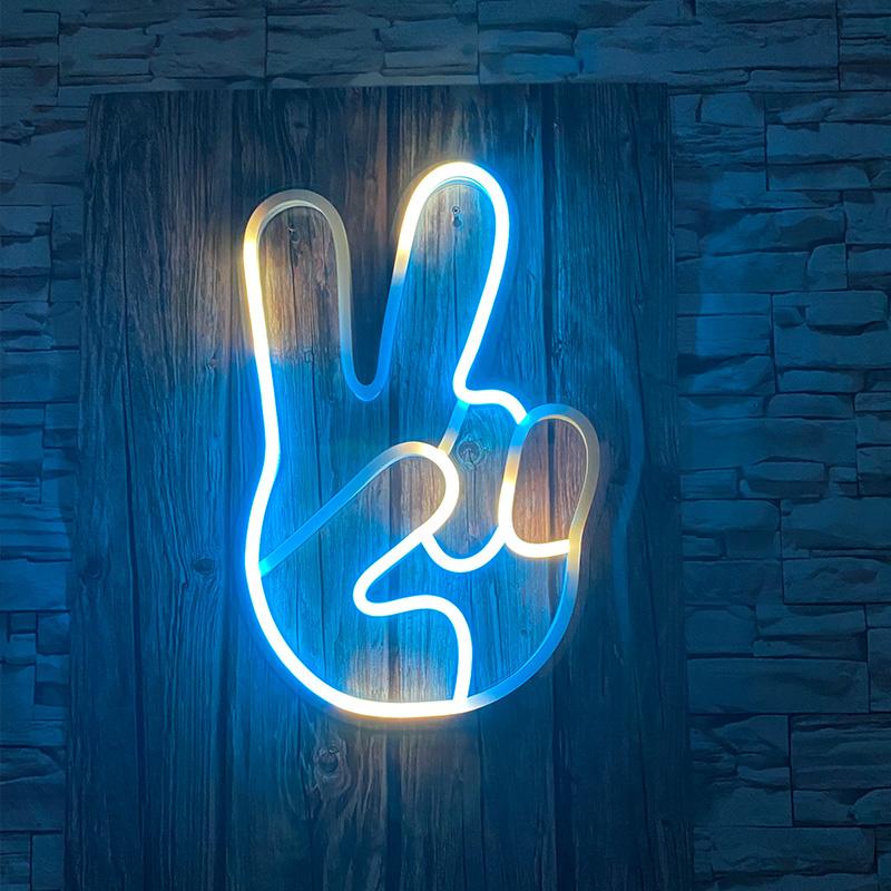 Peace Hand Neon Sign | Custom Personalised Neon Light for Sales
